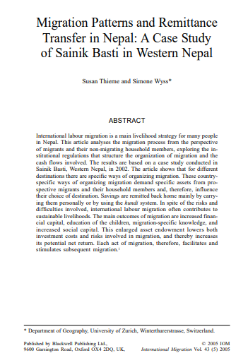 Migration Patterns and Remittance Transfer in Nepal: A Case Study of ...